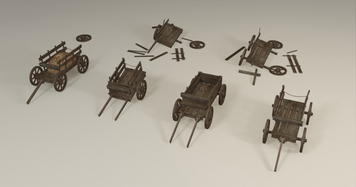 Wooden hay wagons collection | 3D Land | Unity Asset Store