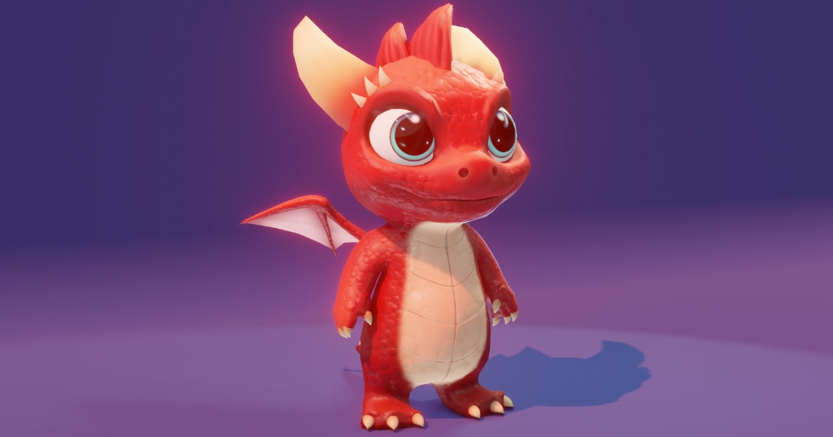 Cartoon Red Baby Dragon 3D Character With 5 Music Tracks & 36 Sound ...