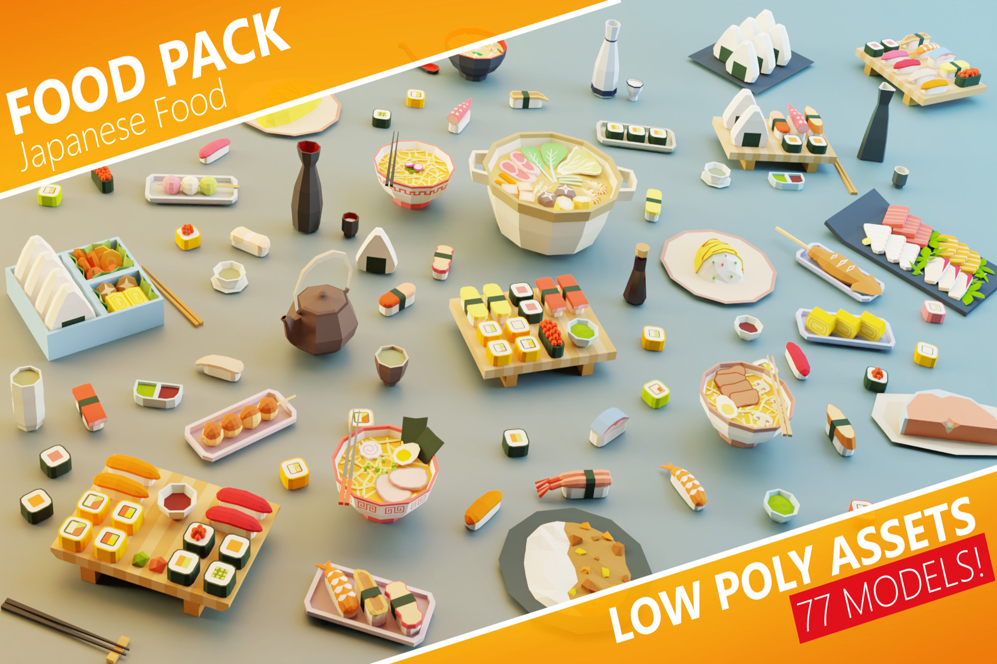 Food Pack | Low Poly Japanese Food | 3D 음식 | Unity Asset Store