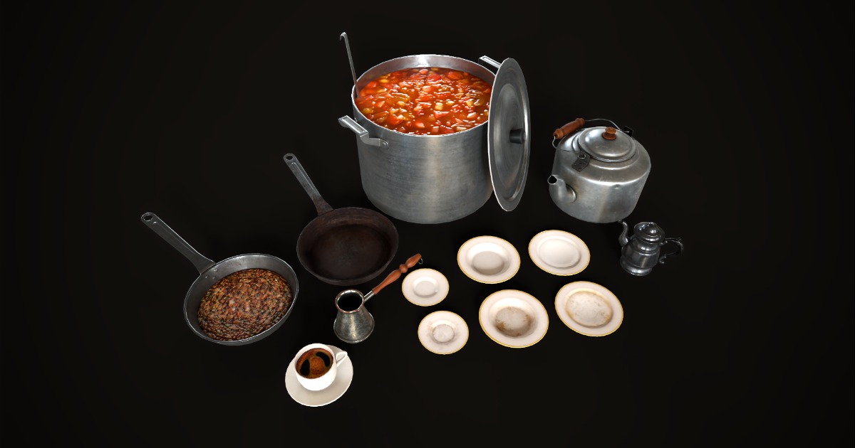 Metal Cookware set | 3D Interior | Unity Asset Store