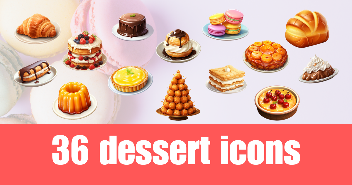 Free 2D Food Icons - Desserts | 2D Icons | Unity Asset Store