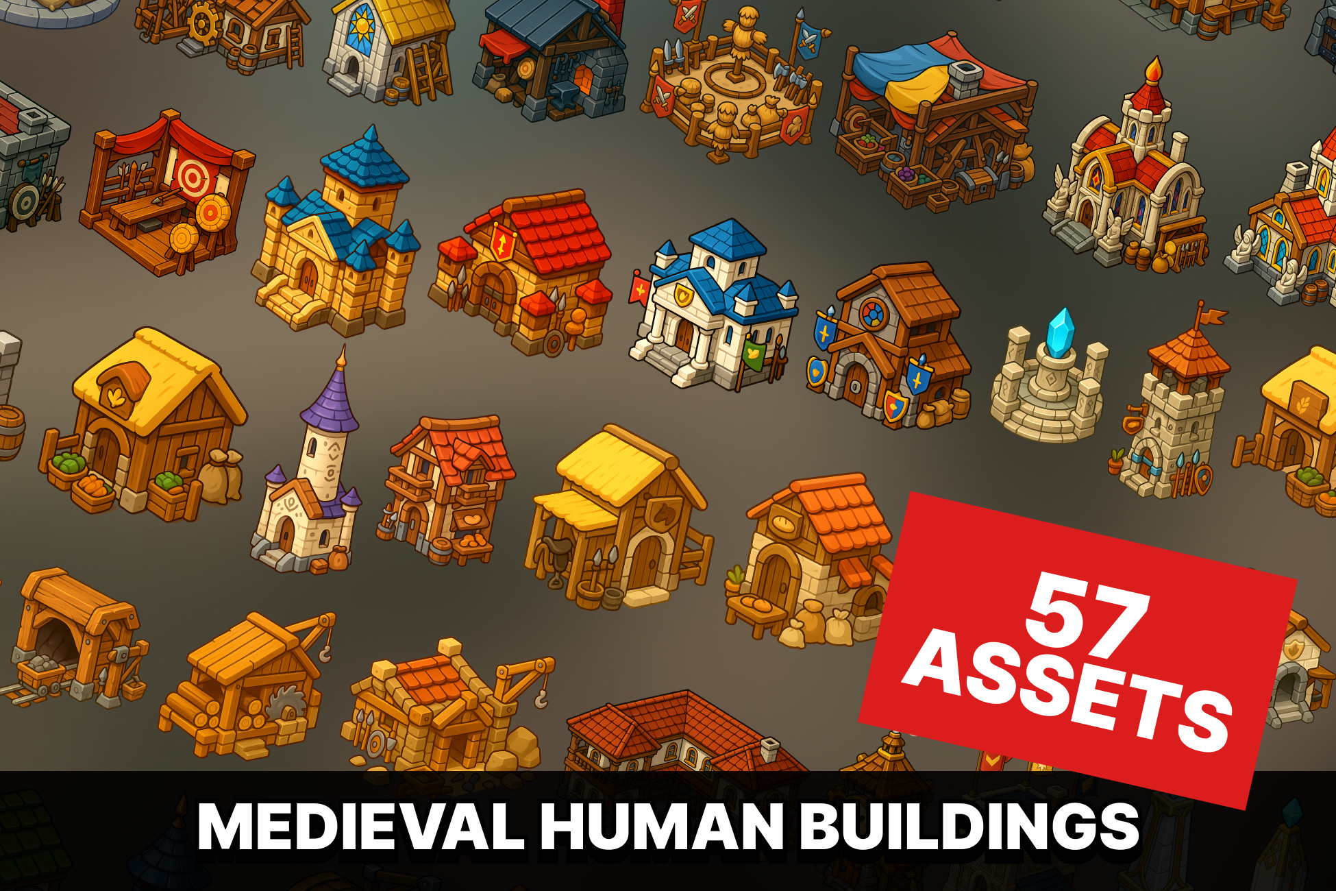Medieval Human Building Pack – 2D Fantasy RTS Town Assets for Strategy ...