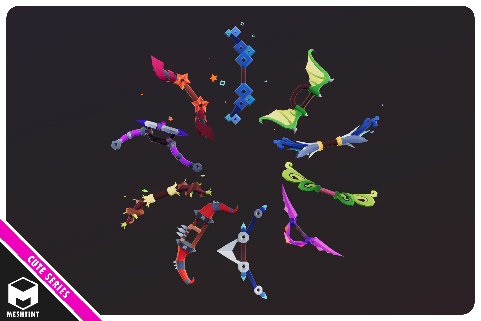 Bows Pack Cute Series | 3D Weapons | Unity Asset Store