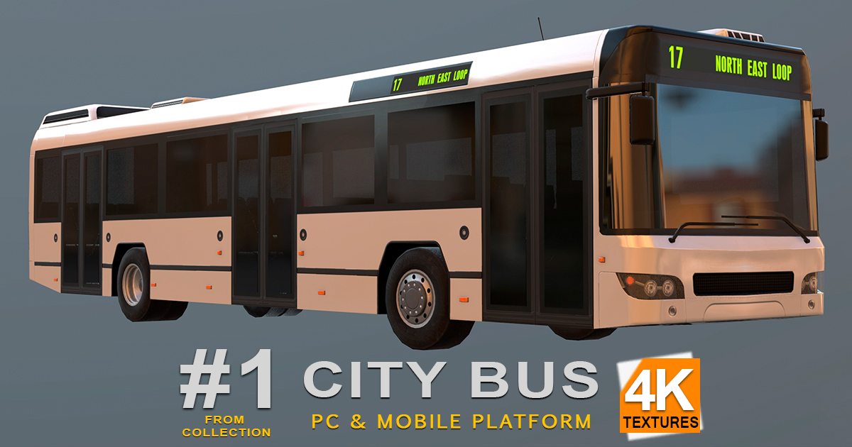 City Bus Low Poly #1 | 3D Land | Unity Asset Store