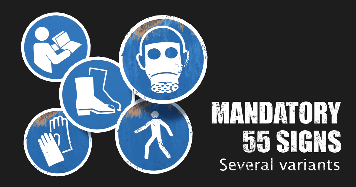 Mandatory 55 signs (ISO 7010) | 3D Exterior | Unity Asset Store