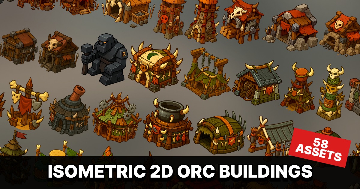 Fantasy RTS Orc Building Icons for Base Building and Strategy Games ...
