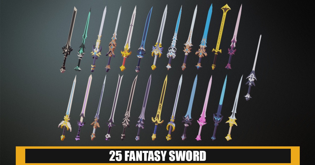 Low Poly Fantasy Sword Pack 25x | 3D Weapons | Unity Asset Store