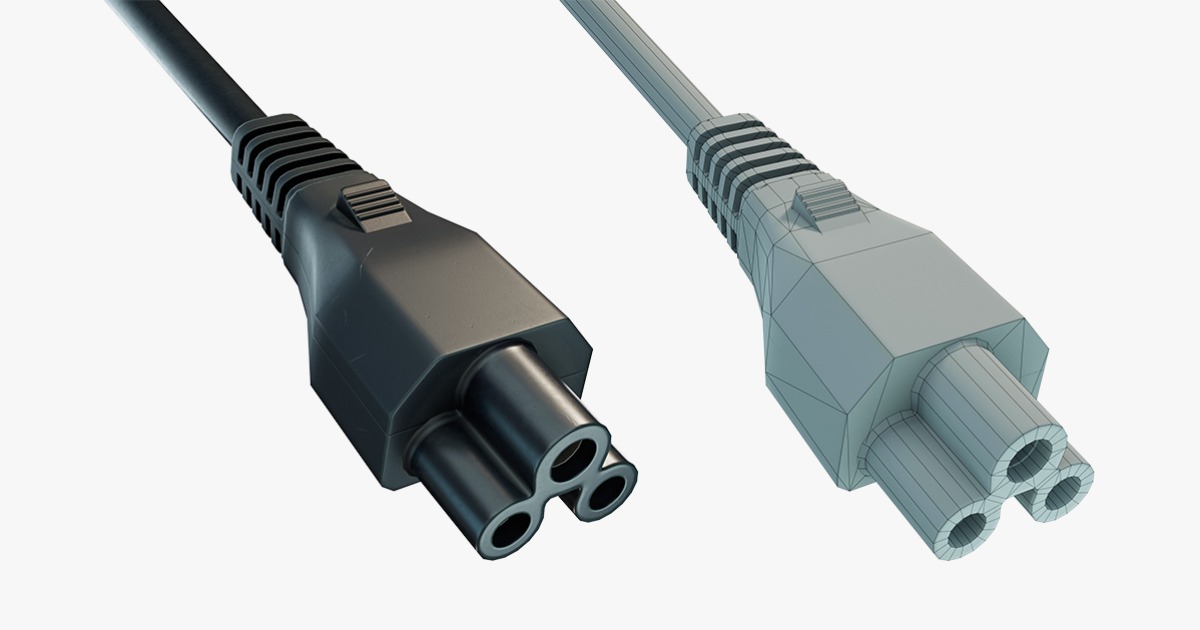 Power Cable IEC C5 | 3D Electronics | Unity Asset Store