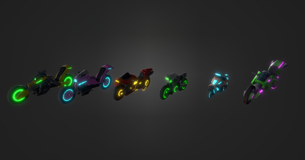 Neon Bikes - Bundle | 3D Land | Unity Asset Store