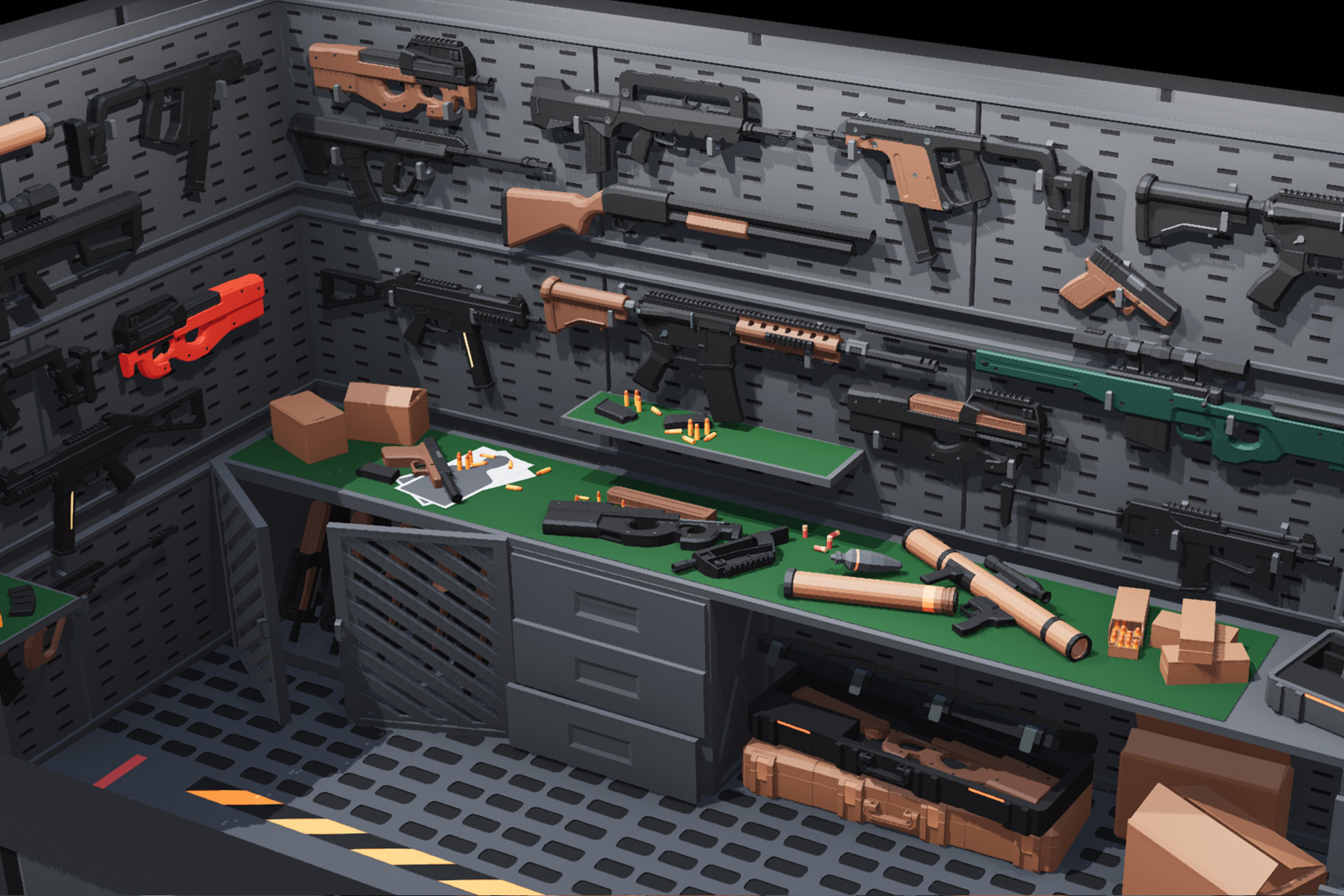 Poligonal Weapon Rack 3D Unity Asset Store