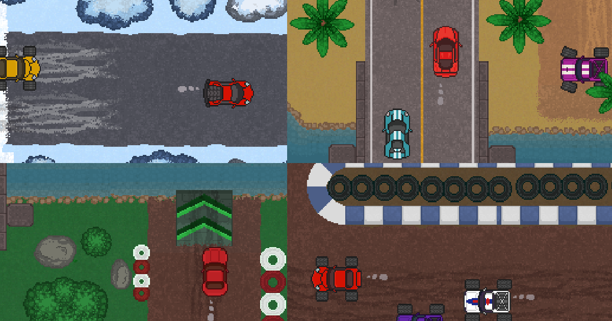 2D Top Down Car Racing Pixel Pack | 2D 주변환경 | Unity Asset Store
