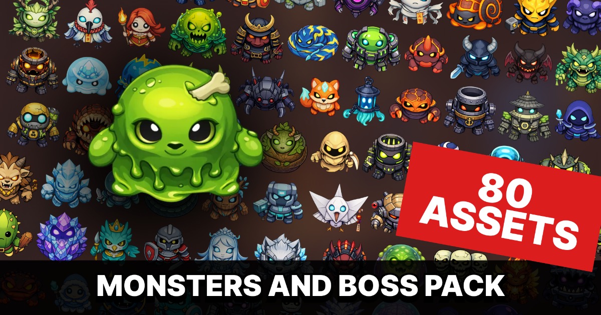 Tower Defense Elemental Dungeon Monsters Boss Icons Pack for RPG ...