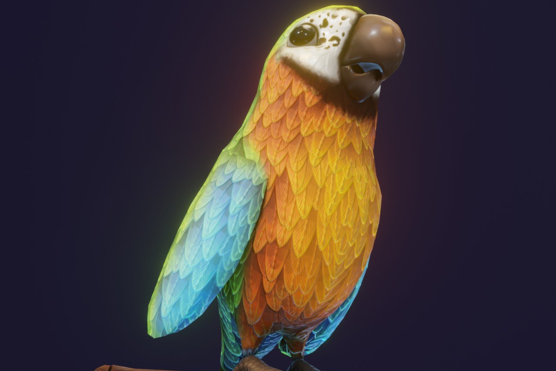 Cartoon Ara Parrot Blue-Yellow-Green Rigged 3D Model | Characters ...