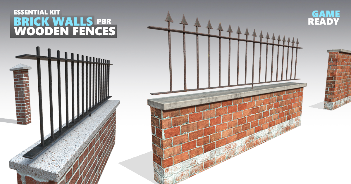 Essential Brick Wall and Fence Pack Modular | 3D Urban | Unity Asset Store