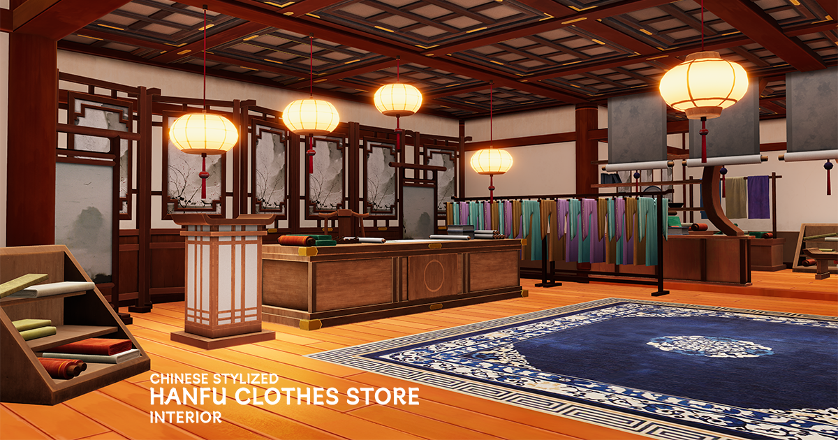 Chinese Stylized Hanfu Clothes Store Interior | 3D Environments | Unity ...