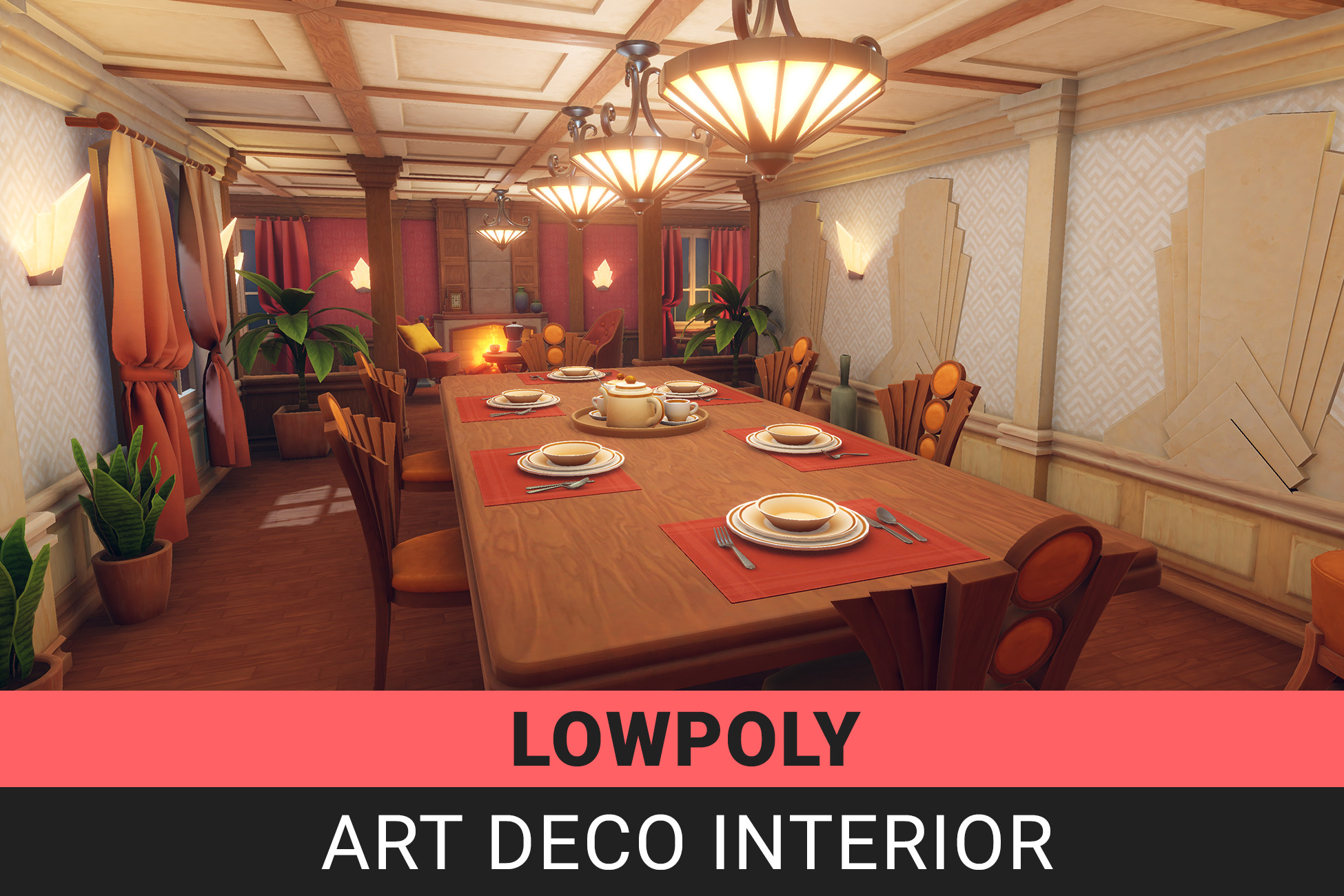 Lowpoly Art Deco Interior | 3D Environments | Unity Asset Store