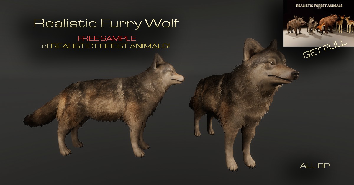 Realistic Furry Wolf (FREE sample REALISTIC FOREST ANIMALS) | 3D ...