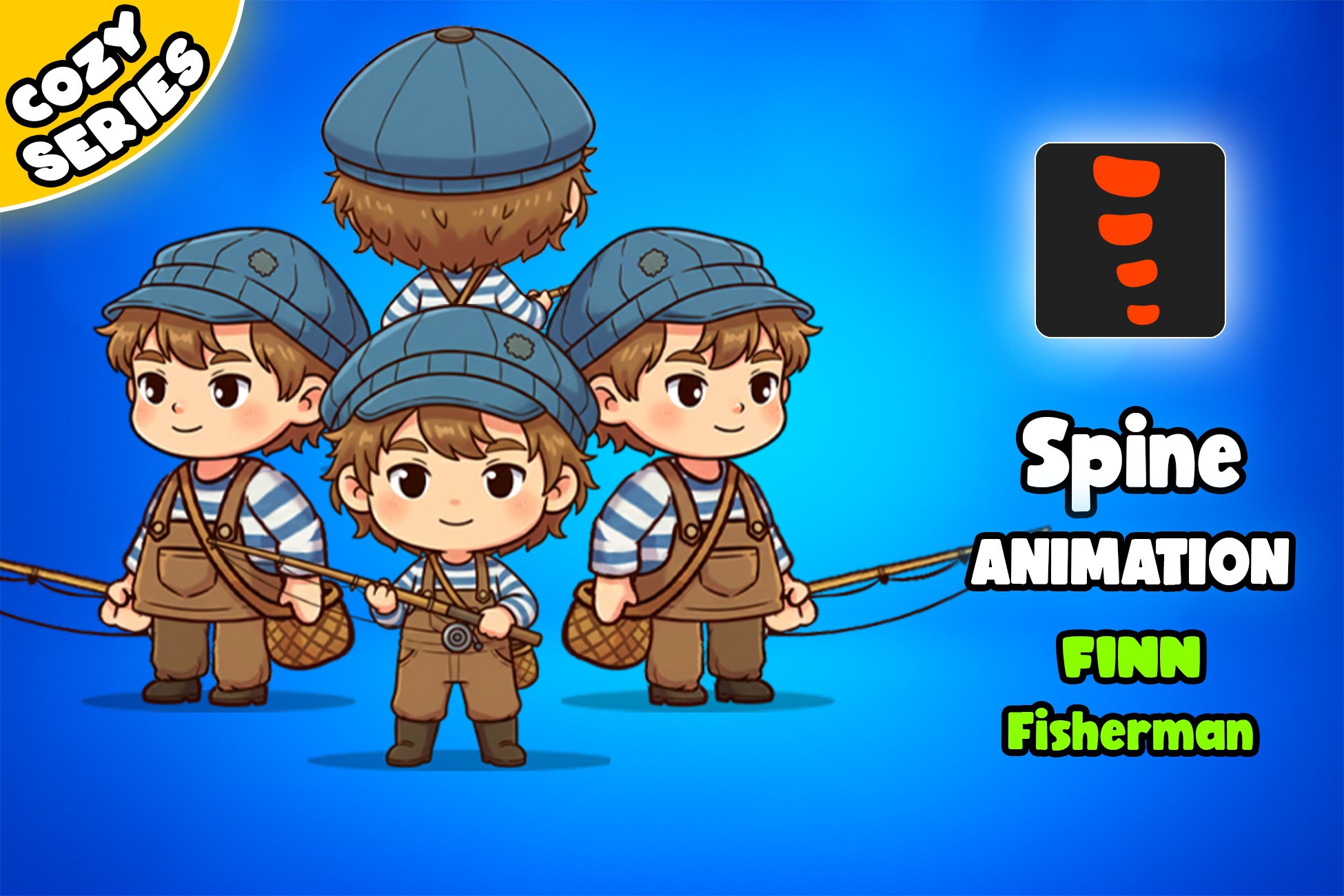 Finn Fisherman 2D Animated Spine Character (Cozy Series) | 2D ...