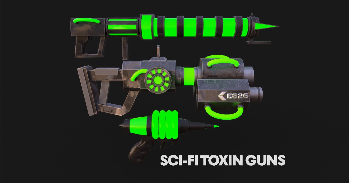 SCI-FI Toxin Weapons | 3D Guns | Unity Asset Store