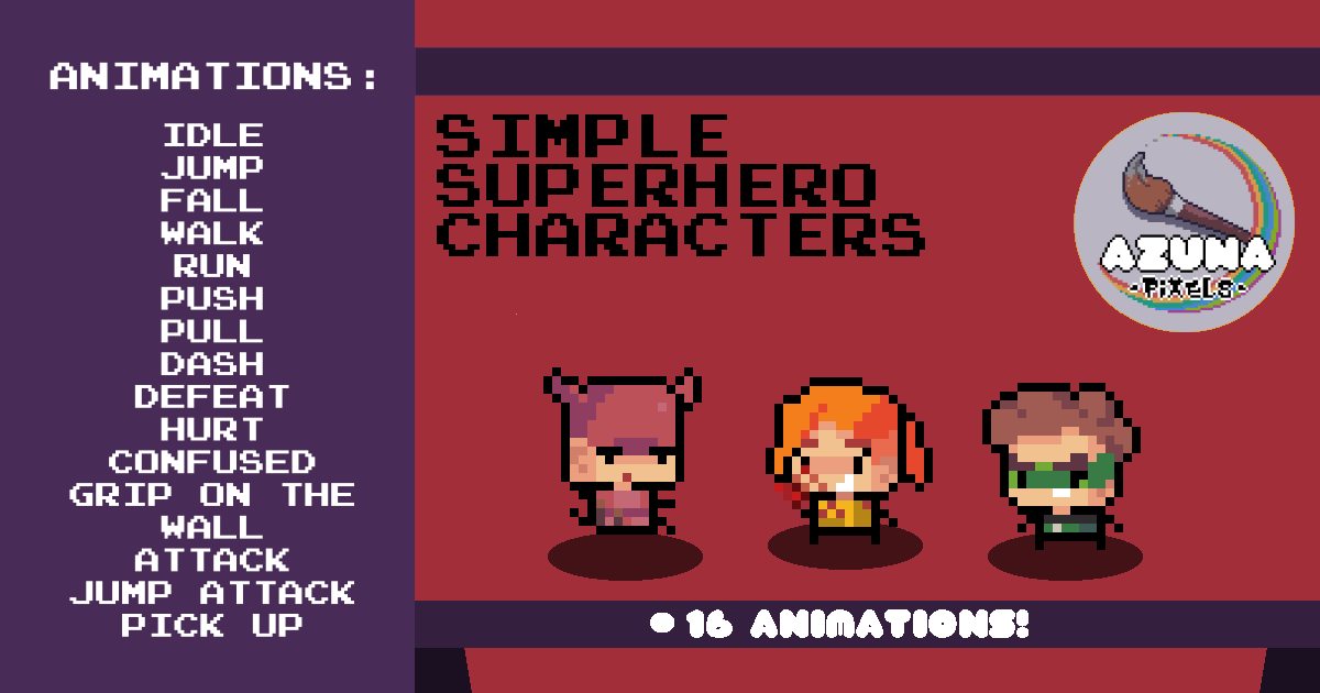 SIMPLE SUPERHERO CHARACTERS | 2D Characters | Unity Asset Store