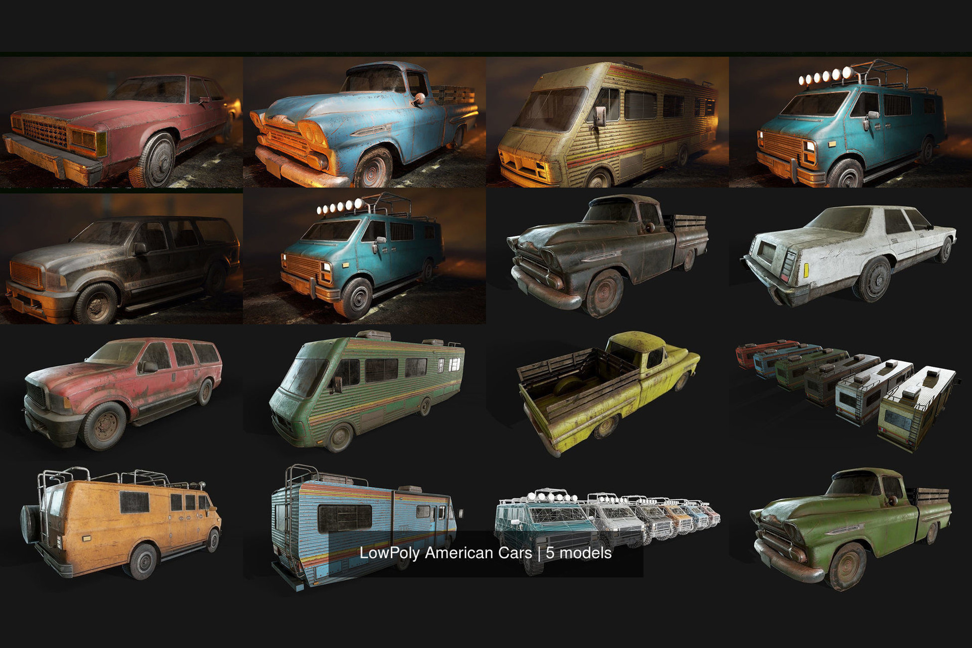 Old American Cars - Collection | 3D Vehicles | Unity Asset Store