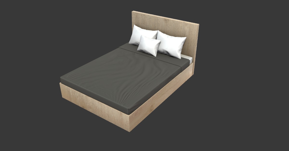 Bed Wood Oak PBR | 3D Props | Unity Asset Store