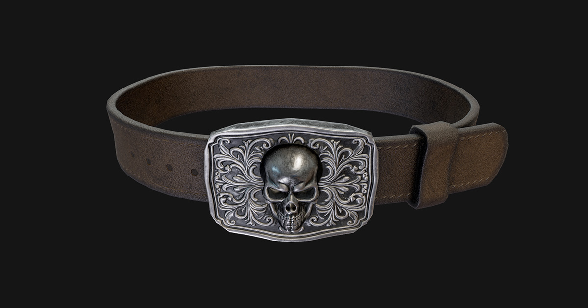 Leather Belt with Skull Buckle – Game-Ready 3D Model | Props | Unity ...
