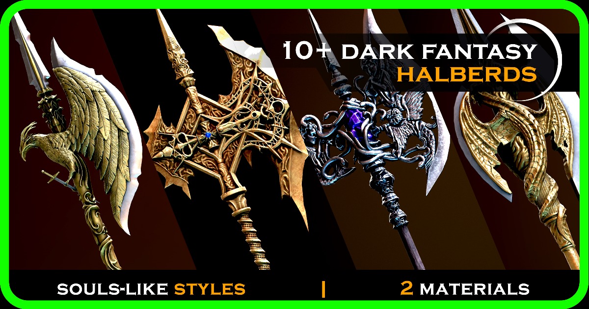 Dark Fantasy Halberd | 3D Weapons | Unity Asset Store