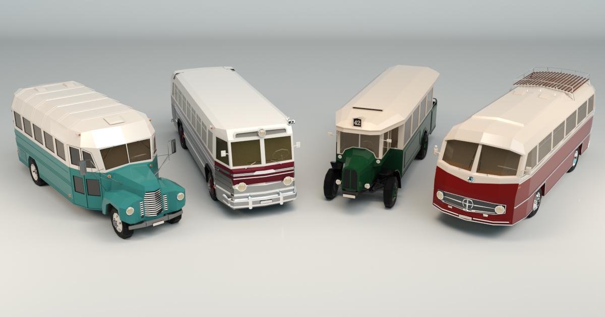 Low Poly Bus Pack 03 | 3D Land | Unity Asset Store