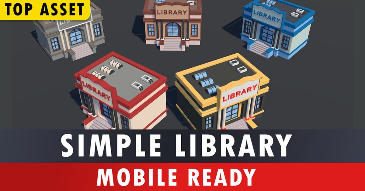 Simple Library - Cartoon Building | 3D Environments | Unity Asset Store