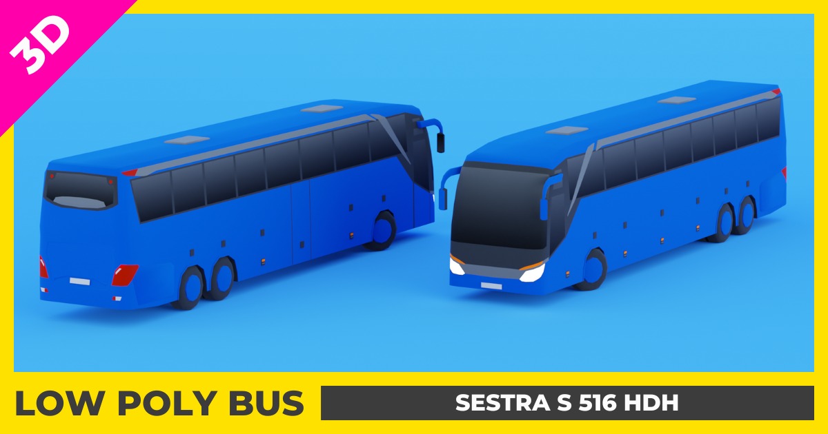 Low Poly Bus - Sestra S 516 HDH | 3D Land | Unity Asset Store