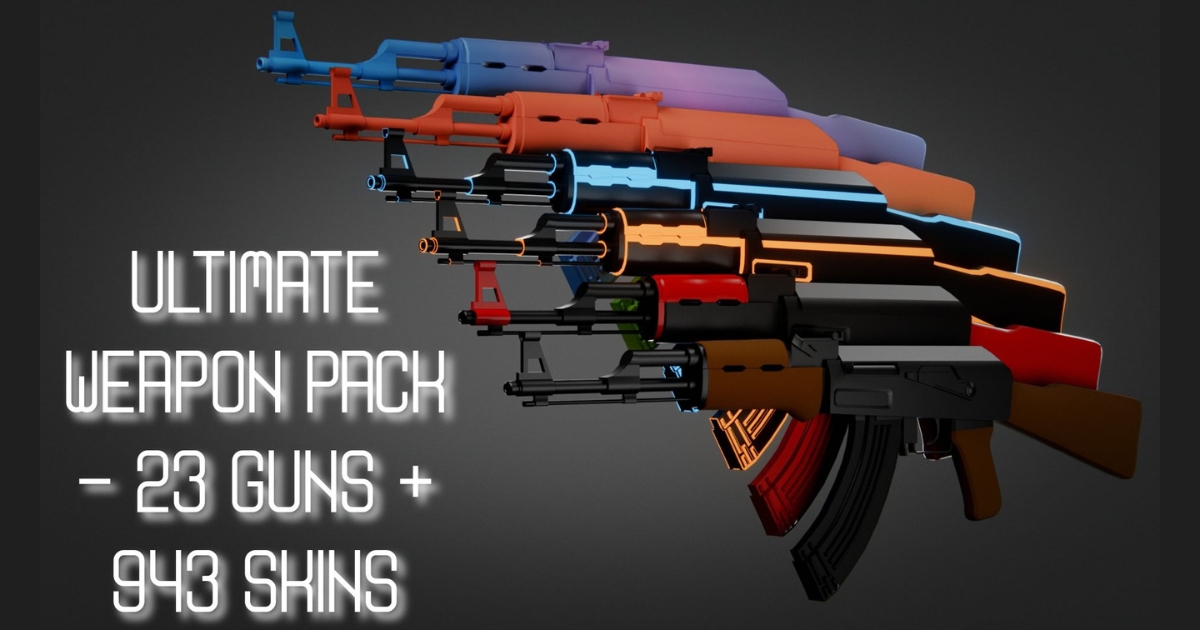 Ultimate Weapon Pack — 23 Guns + 943 Skins (Low Poly, Stylized, FPS/TPS Ready) | 3D Guns | Unity ...