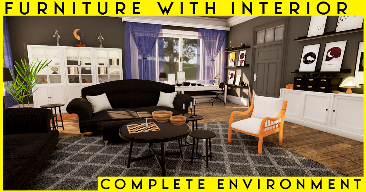 CLASSIC STYLE LIVING ROOM (With Adjustable Doors/ Drawers) | 3D ...