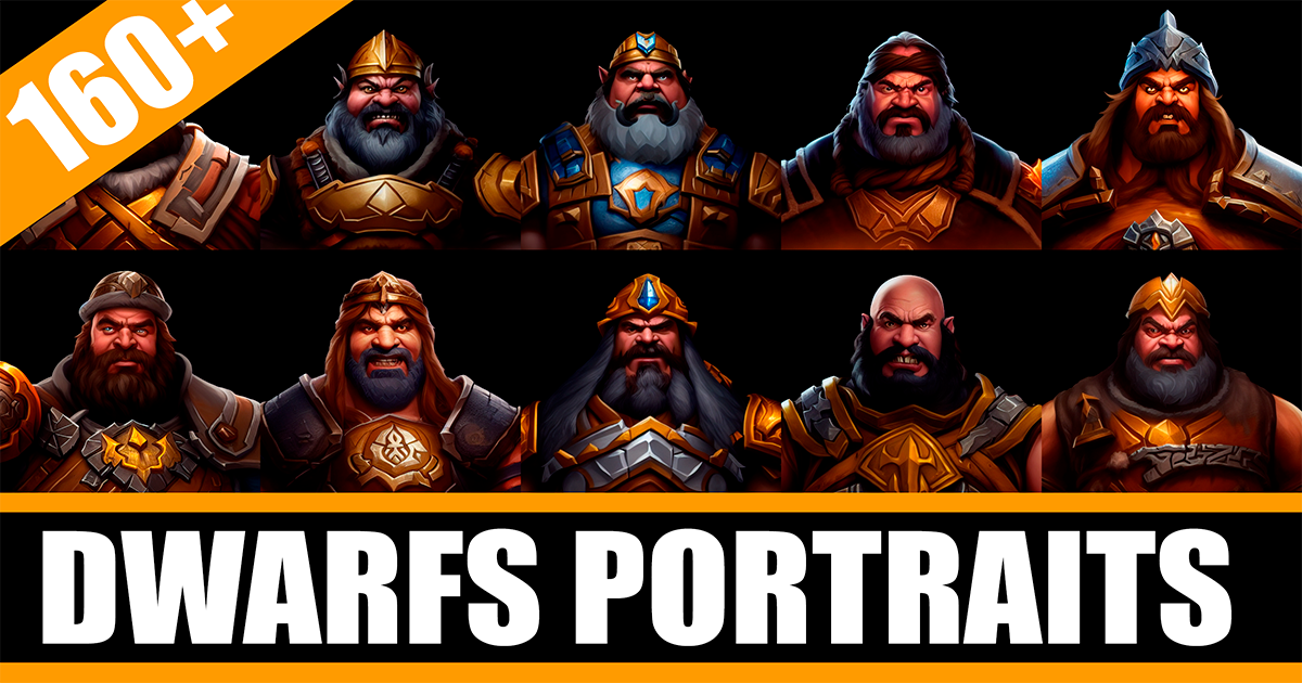 Dwarfs RPG Character Portraits Icon Pack | 2D Icons | Unity Asset Store