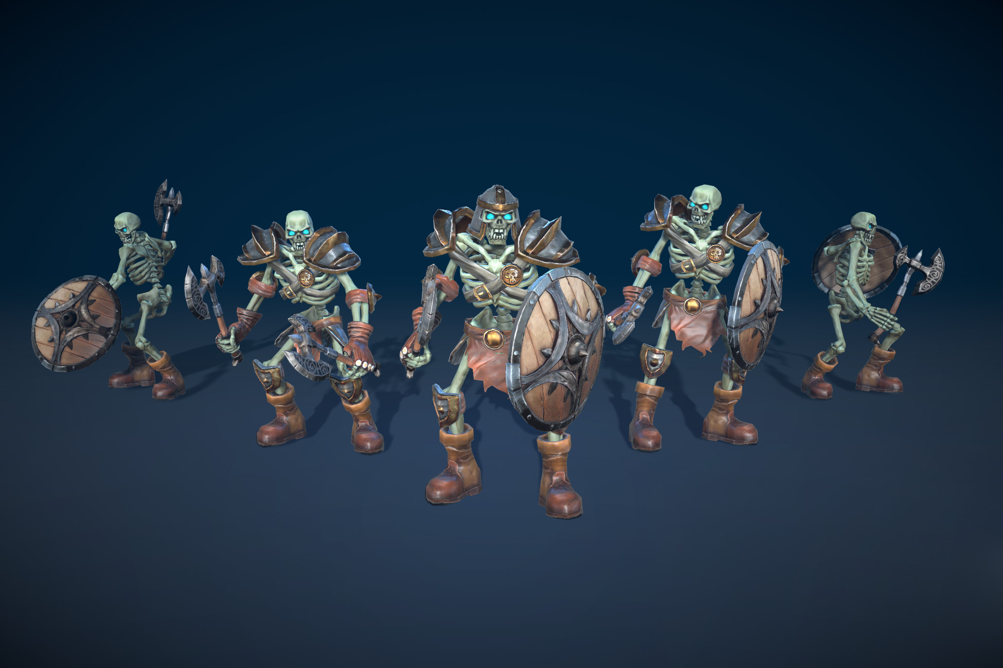Skeleton Warrior With One-Handed Axe And Shield Tier1 | Characters ...