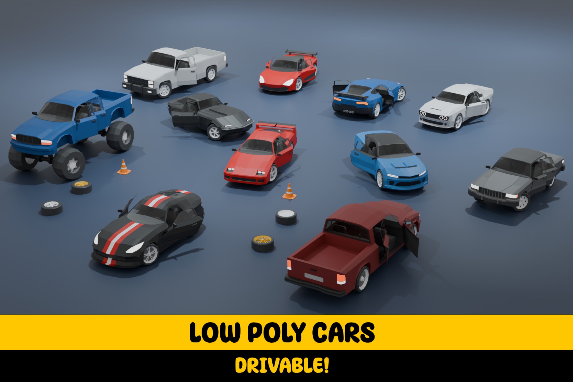 Drivable-Low Poly Cars Pack by AWBMEGAMES