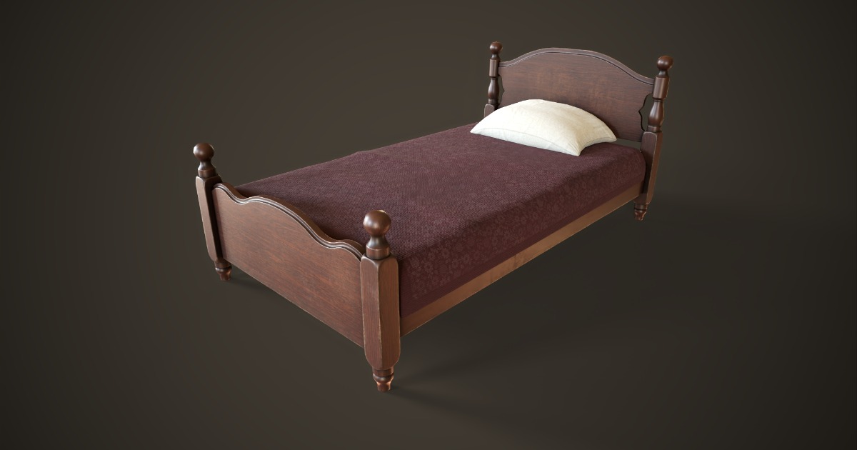 Vintage single bed | 3D Furniture | Unity Asset Store