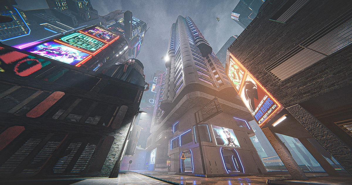 SciFi Neon Buildings | 3D Sci-Fi | Unity Asset Store