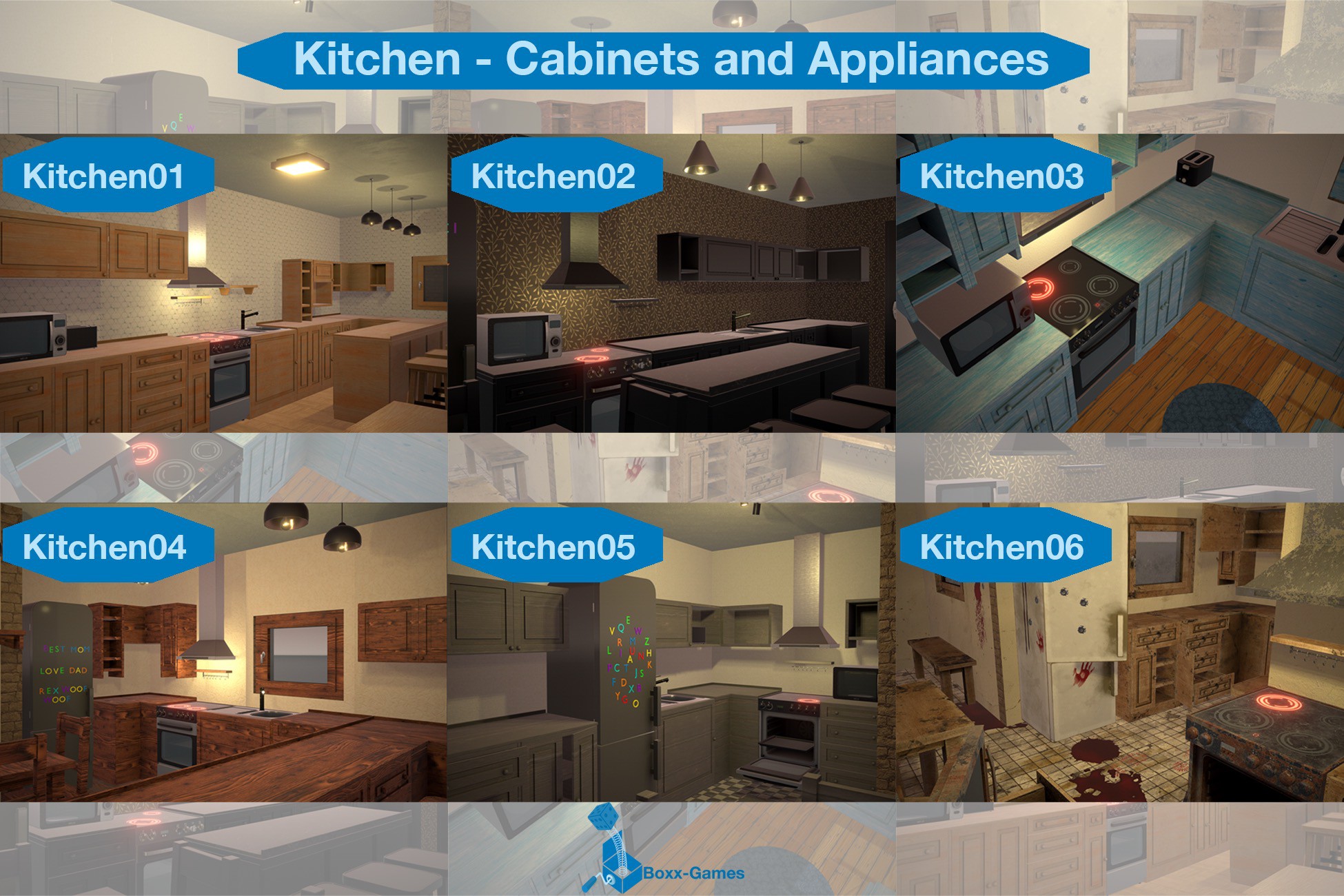 Kitchen - Cabinets and Appliances | 3D Interior | Unity Asset Store
