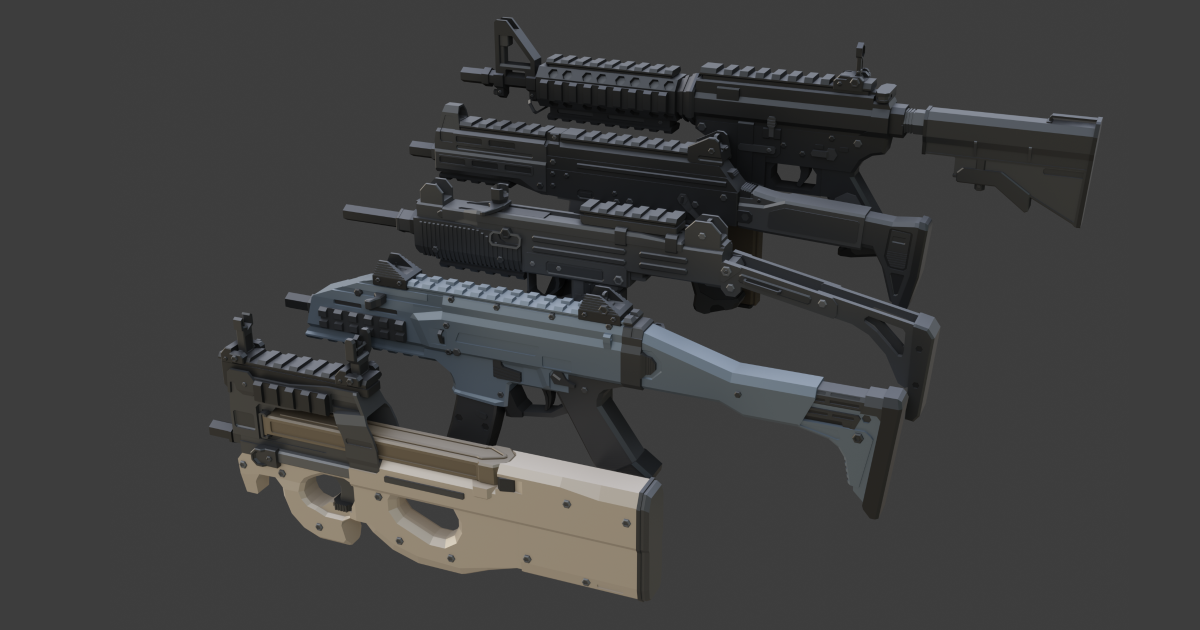 Low Poly SMG Weapon Pack 3 | 3D Guns | Unity Asset Store