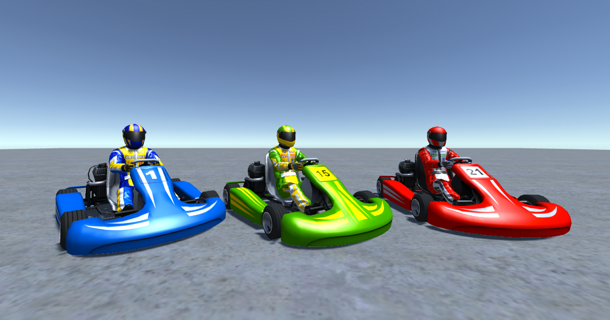 3 Low Poly Karts with Player 2 | 3D Land | Unity Asset Store