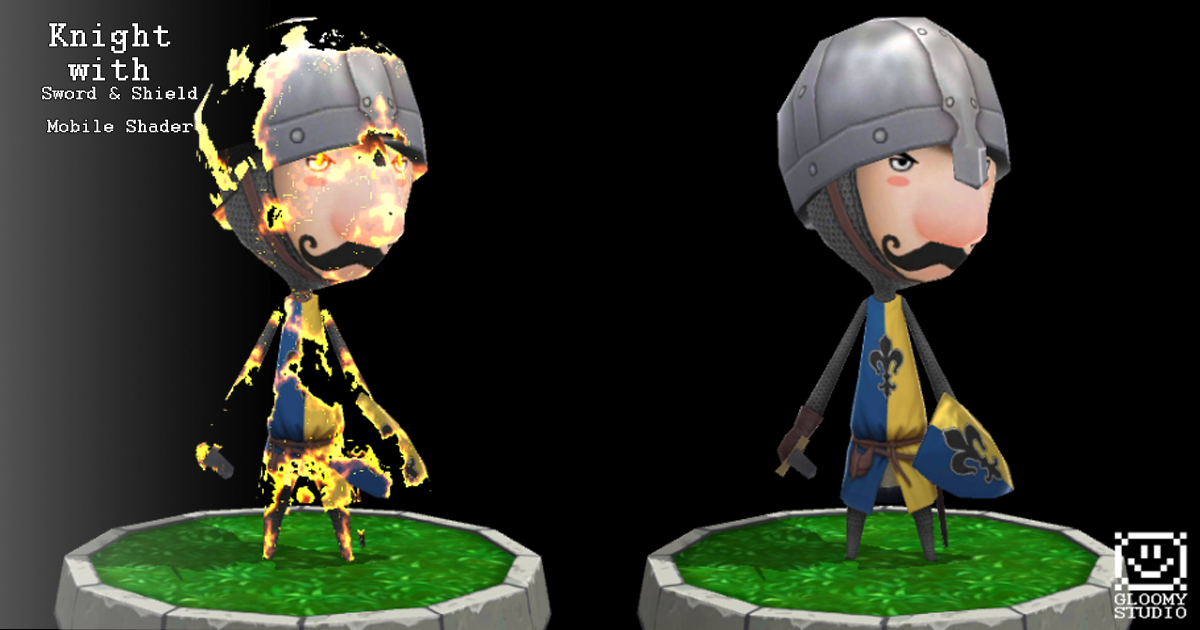 Knight with Sword & Shield Handpainted + Dissolve Shader. | Characters ...