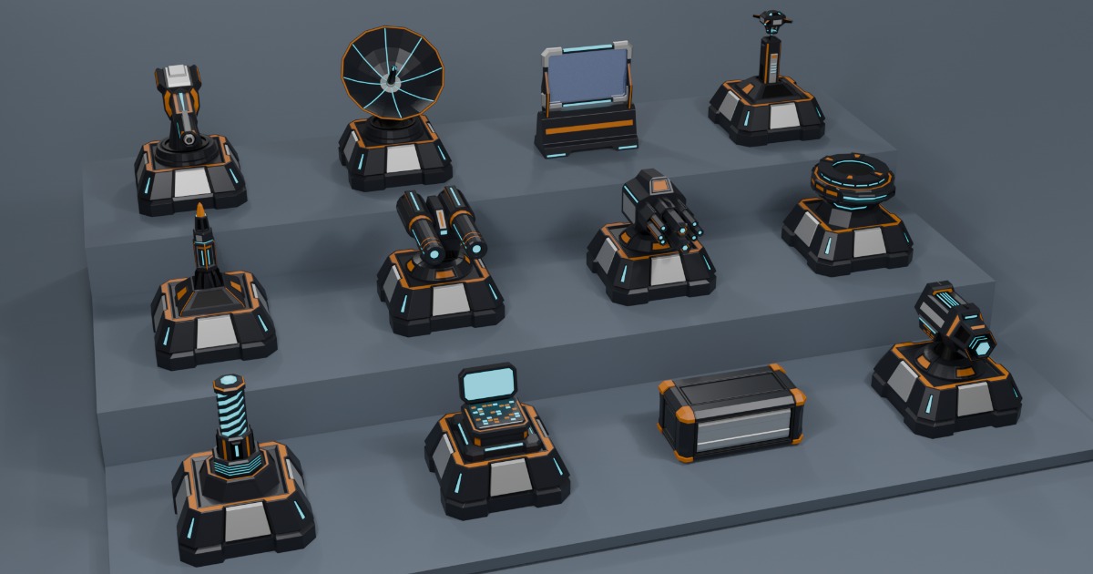 Low Poly Sci-Fi Turrets Expansion Pack D-006 | 3D Weapons | Unity Asset ...
