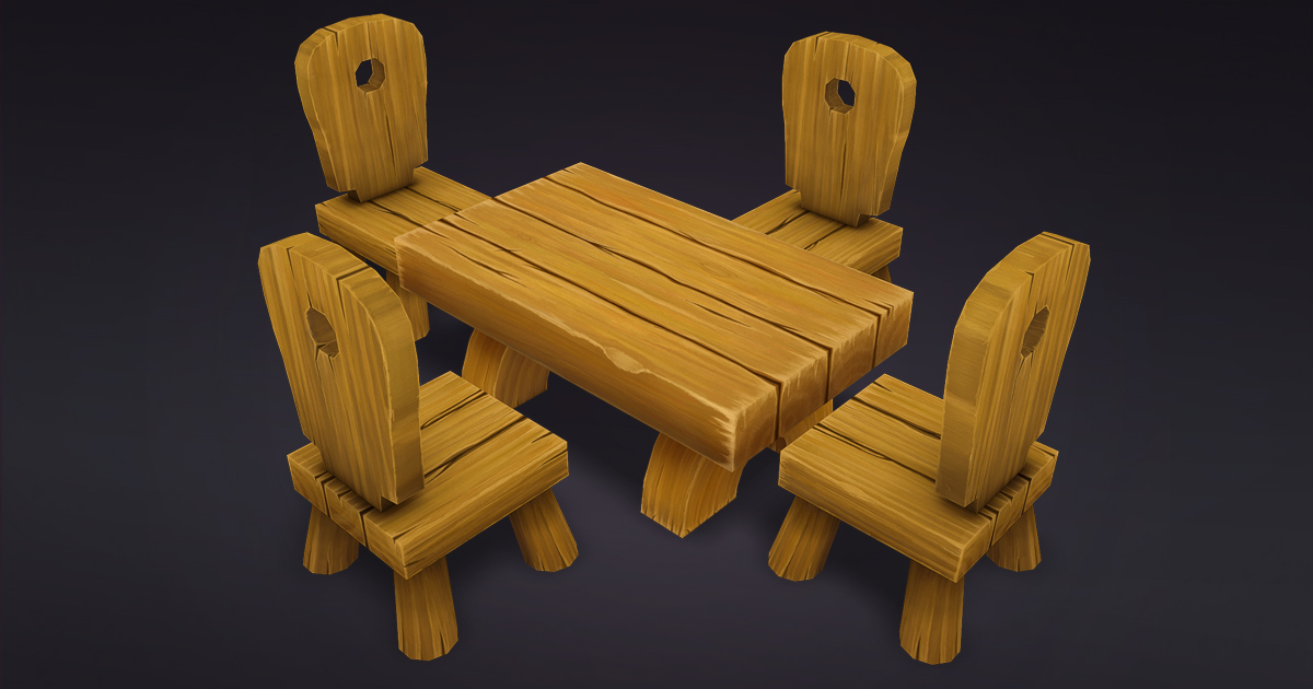 Handpainted Table & Chair | 3D Furniture | Unity Asset Store