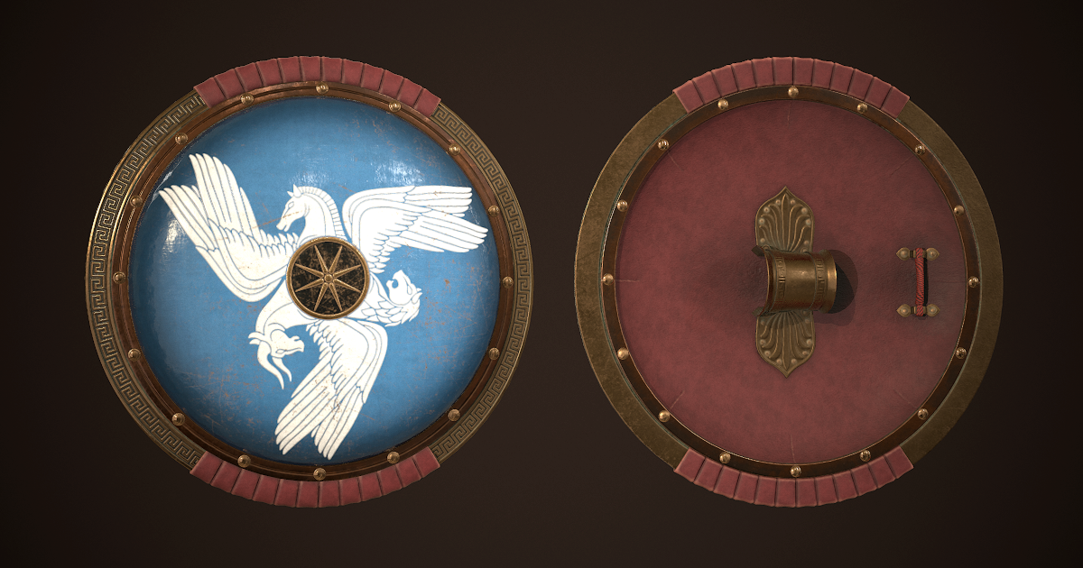 Hoplite Shield (Aspis) Sphinxes | 3D Weapons | Unity Asset Store