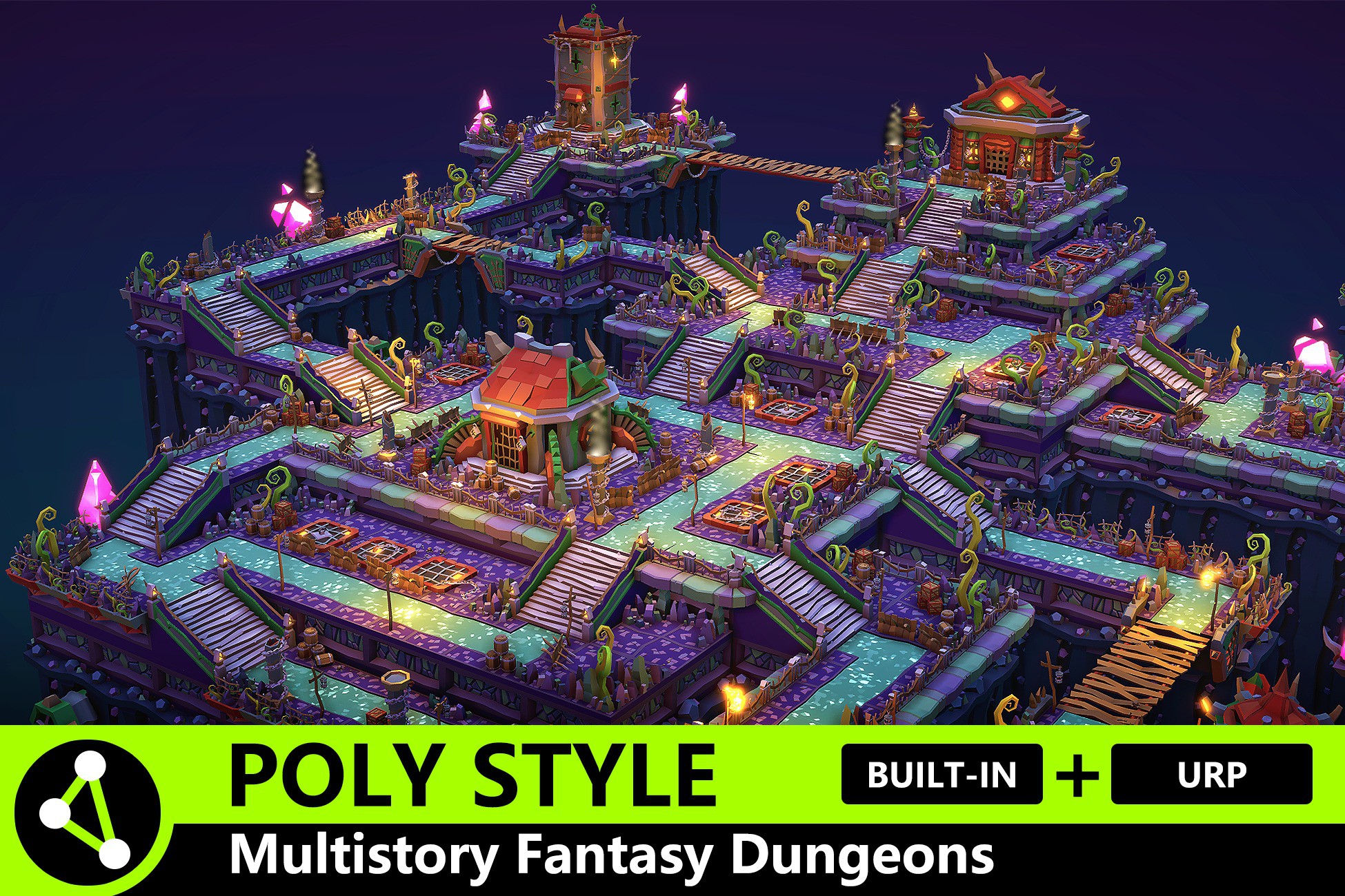 POLY STYLE - Multistory Fantasy Dungeons | 3D Dungeons | Unity Asset Store