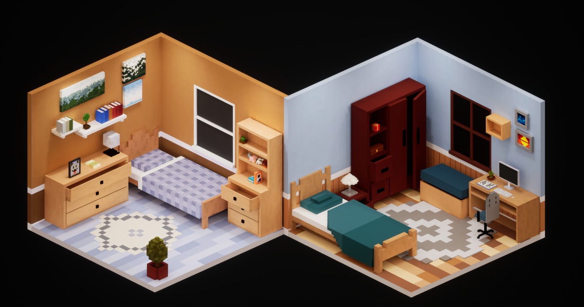 Voxel box Rooms | 3D Props | Unity Asset Store