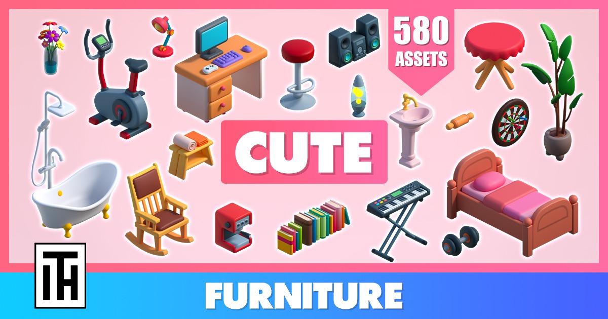 Furniture Cute - Low Poly 3D Models Pack | 3D 家具 | Unity Asset Store