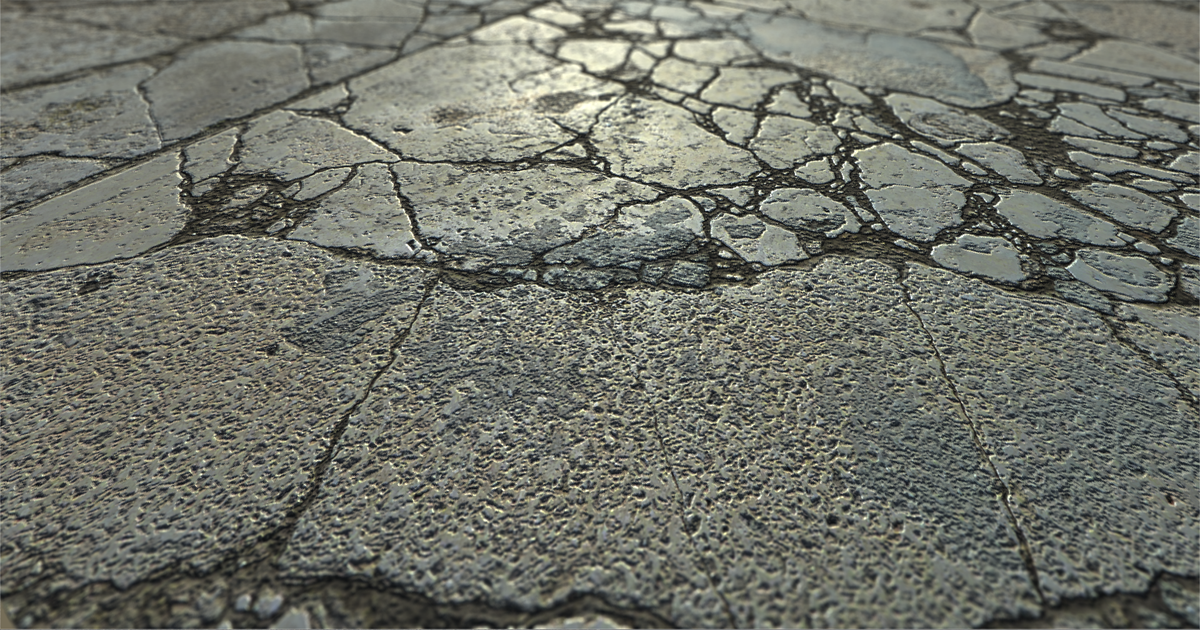Damaged concrete paving textures - (expansion-cracked & over-parked ...