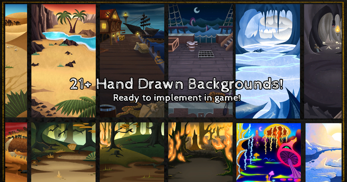 21 Hand Drawn 2D Backgrounds | 2D 텍스처 및 소재 | Unity Asset Store